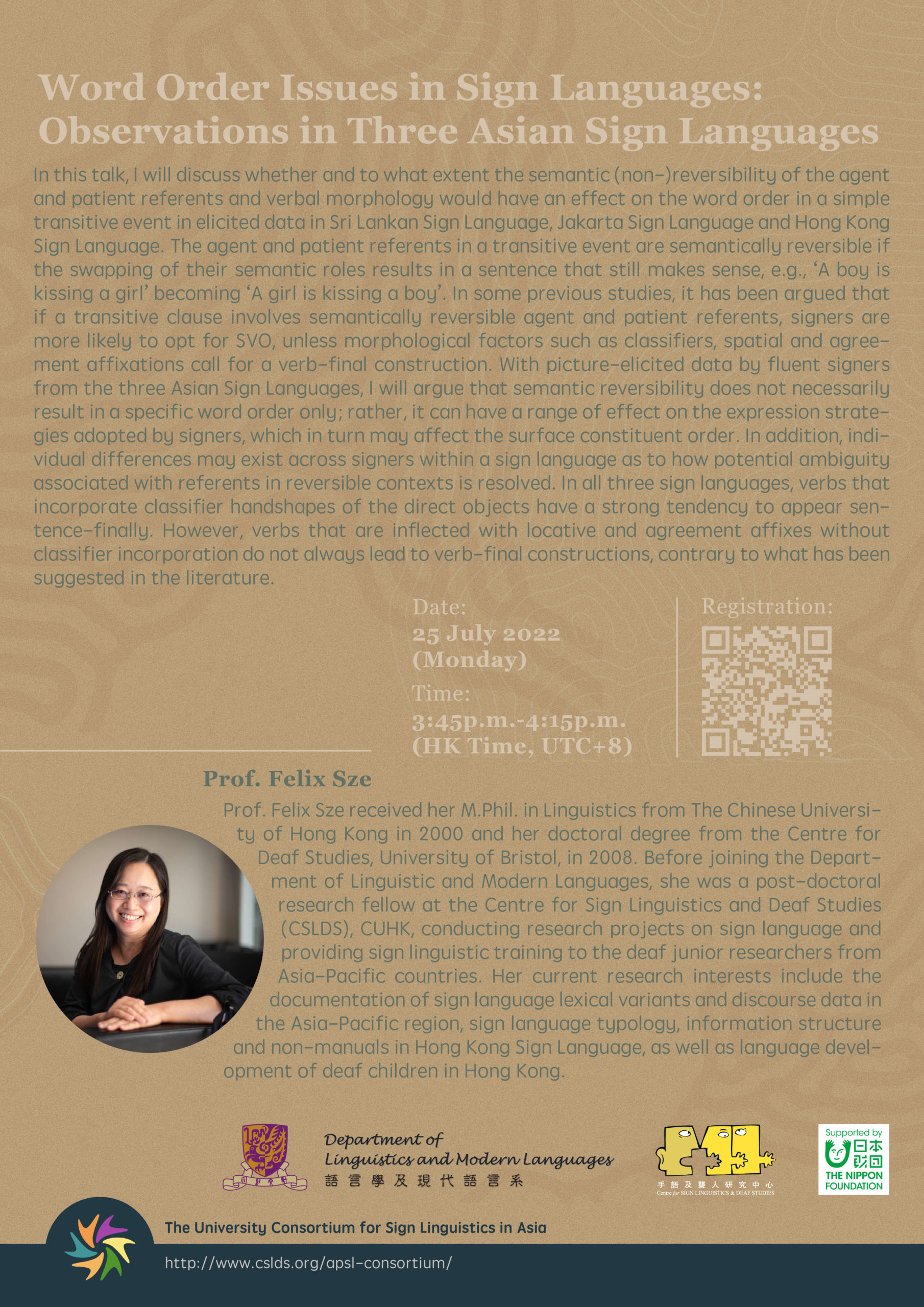 Webinar: Word Order Issues in Sign Languages: Observations in Three ...